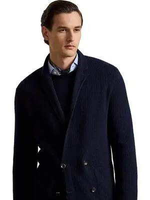 Ralph Lauren Textured Cashmere Blazer Cardigan - Classic Chairman Navy
