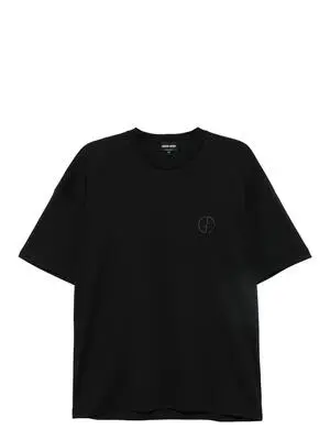 Giorgio Armani Logo-embroidered T-shirt - Black