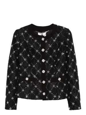 NISSA Embroidered Jacquard Jacket - Black