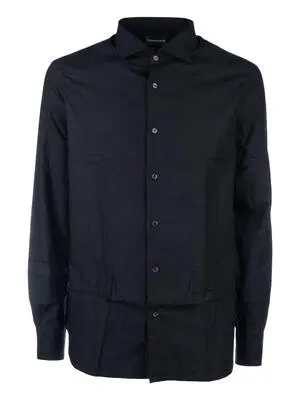 Emporio Armani Patterned-jacquard Cotton Shirt - Black