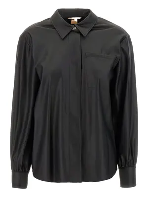 Hugo Faux-leather Shirt - Black