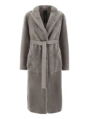 BLANCHA Reversible Shearling Mid-length Coat - Grey