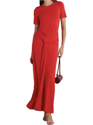 JONATHAN SIMKHAI Nalani Tie-front Draped Stretch-jersey Gown