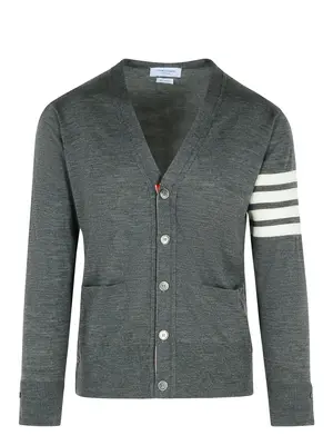 Thom Browne Thom Browne 4-Bar Virgin Wool Cardigan Grey