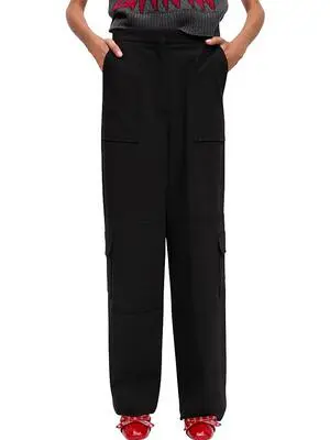 GANNI Twill Cargo Pants - Black