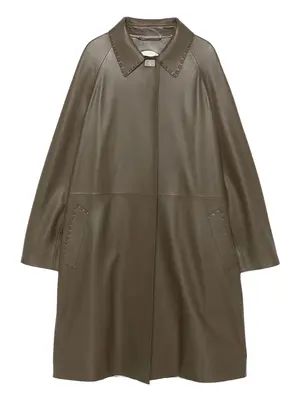 Fendi Grained Leather Mid-length Coat - Brown