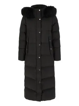 MOORER Padded Jacket With Faux Fur-trimmed Hood - Black
