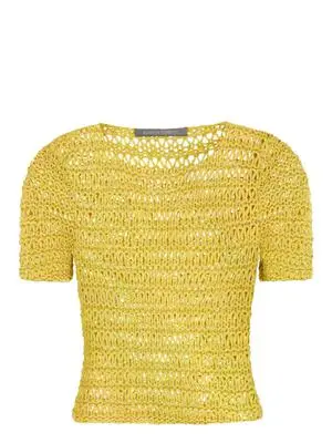Alberta Ferretti Open-knit T-shirt - Yellow