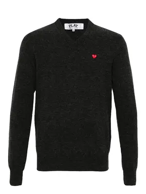 Play Comme Des Garcon Comme Des Garçons Play Heart-Patch Wool Jumper Grey