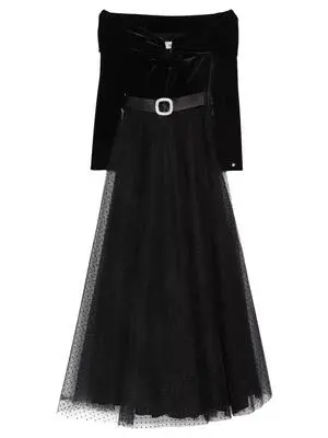 NISSA Belted Maxi Dress - Black