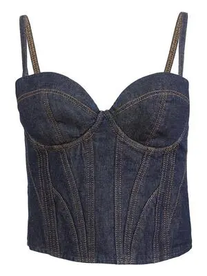 Fleur Du Mal Rider Bustier Top - Indigo Denim