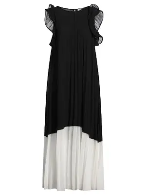 KAOS Pleated Two-tone Maxi Dress - Black