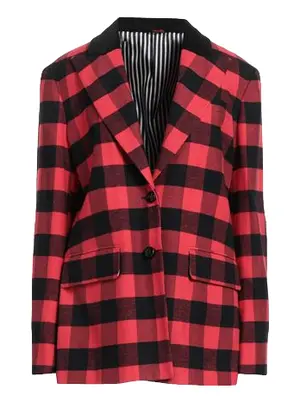 VI TO VI Single-breasted Checked Flannel Blazer - Red