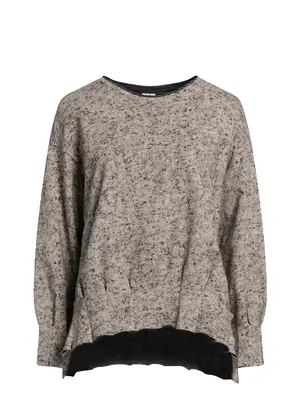 European Culture Multicolor Patterned Sweatshirt - Beige