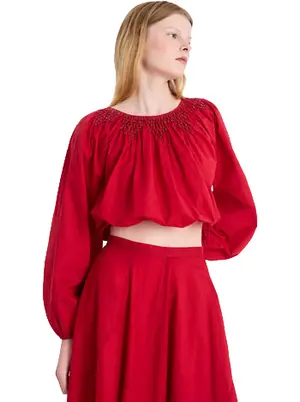 Merlette Lotus Beaded Top - Rouge