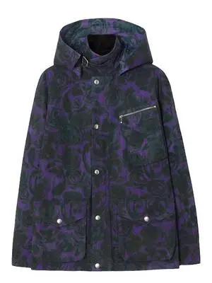 Burberry Rose Print Cotton Field Jacket - Purple/black
