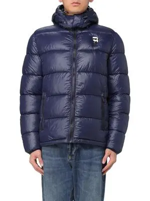 Karl Lagerfeld Puffer Jacket With Hood - Blue