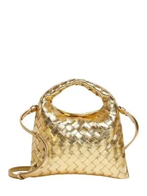 BOTTEGA  VENETA Mini Intrecciato Cross-body Bag - Gold