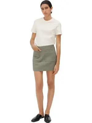 BOTTEGA  VENETA Bottega Veneta Melange Cotton Mini Skirt - Green/fennel/white