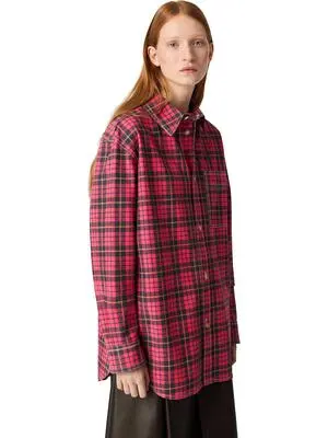 BOTTEGA  VENETA Bottega Veneta Tartan Check Nubuck Shirt - Red/black