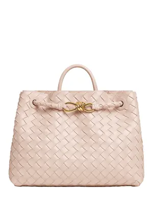 Bottega Veneta Intrecciato Leather Andiamo Top Handle Bag - Cameo