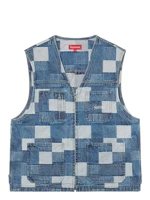 Supreme Patched Denim Vest - Blue