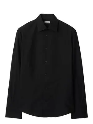 Burberry Slim Fit Cotton Silk Tuxedo Shirt - Black