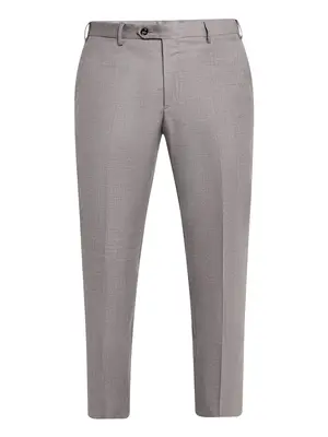 Giorgio Armani Giorgio Armani Wool Flat-Front Trousers Solid Medium Grey