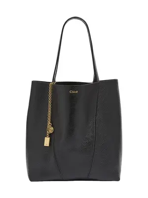 Chloé Chloe Spin Medium Leather Tote Bag Black
