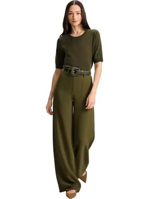 Veronica Beard Cole Wide-Leg Trousers Cypress