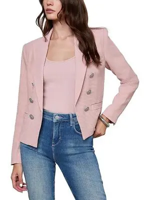 L'Agence Brooke Double Breasted Blazer - Pale Rose