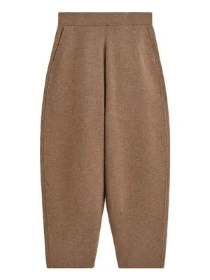 Cos Merino Wool Barrel-leg Pants - Brown