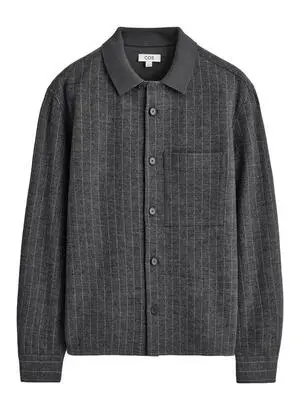Cos Relaxed Pinstriped Wool-blend Jersey Shirt - Gray