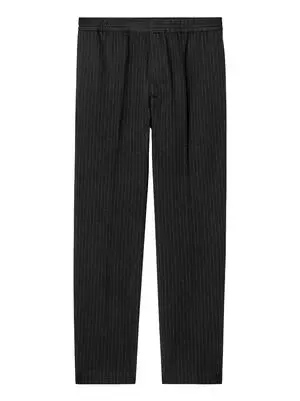 Cos Relaxed Elasticated Pinstriped Trousers Black