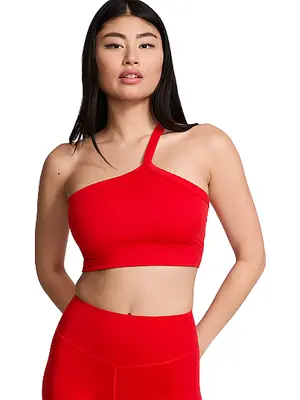 Pink Relay One-shoulder Sports Bra Red