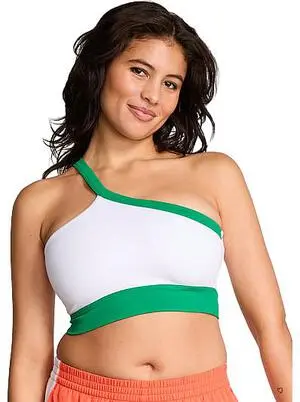 Pink Relay One-shoulder Sports Bra White,ivory