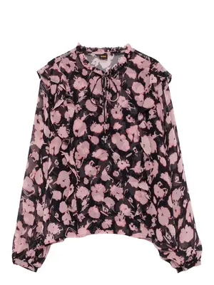 BOSS Floral-print Blouse - Black