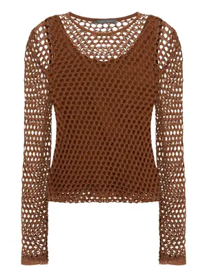 Alberta Ferretti Mesh Long-sleeve Top - Brown