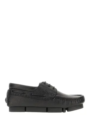 Fendi Leather Lace-up Loafers - Black