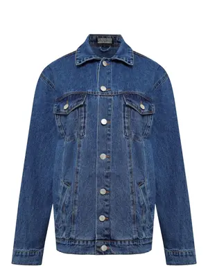 AMAPO Single-breasted Denim Jacket - Blue