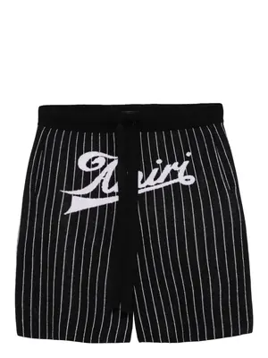 Amiri Pinstriped Wool Shorts - Black