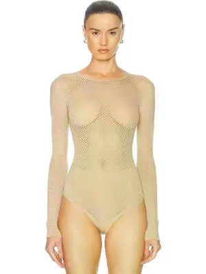 Wardrobe.NYC X Rosie Huntington-whiteley Rhw Web Bodysuit - Sahara