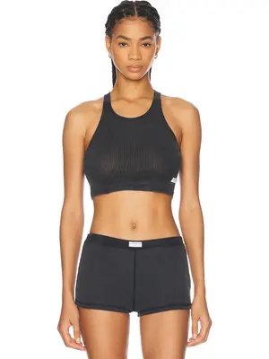 Alexander Wang Cropped Classic Racer Tank Top - Washed Black