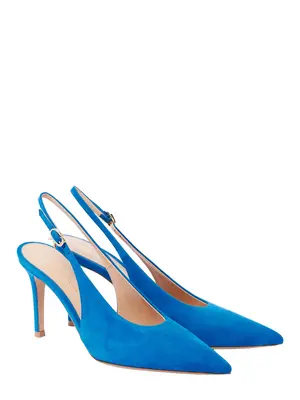 GIANVITO ROSSI Robbie Suede Slingback Pumps - Blue