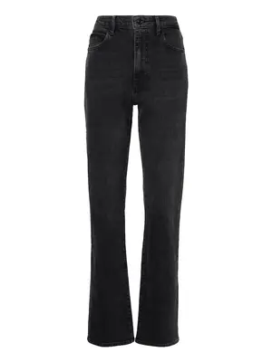 FRAME Ruler High-rise Straight-leg Jeans - Black