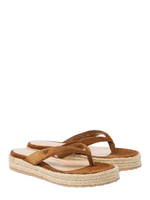 GIANVITO ROSSI Suede Espadrille Thong Sandals - Brown