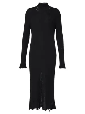 Balenciaga Wool-blend Midi Dress - Black