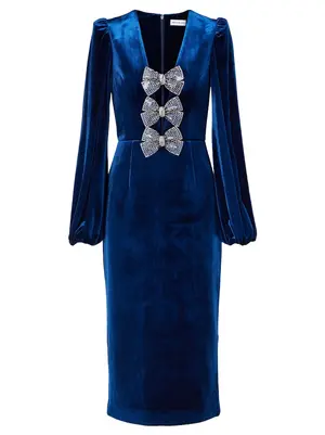 Rebecca Vallance Crystal-embellished Velvet Midi Dress - Blue