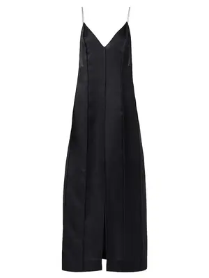Khaite Tully Silk Gazar Slip Dress - Black