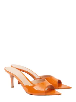 GIANVITO ROSSI Patent Leather Mules - Orange